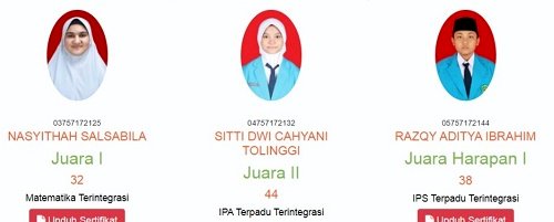 Dua Dari Tiga Siswa MTsN 1 Kota Lolos Ajang KSM Tingkat Provinsi - MTsN1GO